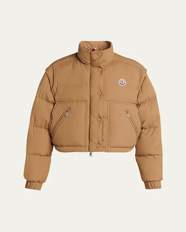Moncler Selle Zip-off Sleeve Puffer Jacket - Medium Beige