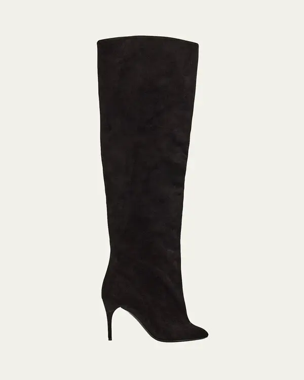 Alaïa Cuissardes Stiletto Leather Knee Boots - Noir