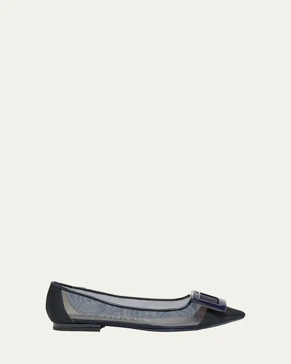 ROGER VIVIER Gommettine Net Ballerina Flats - Blue Navy