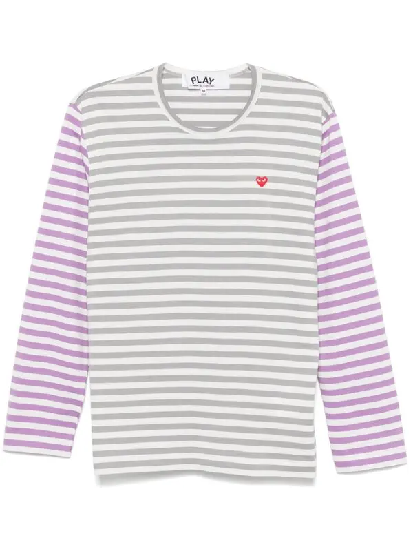 Play Comme Des Garcon Striped T-shirt - Grey