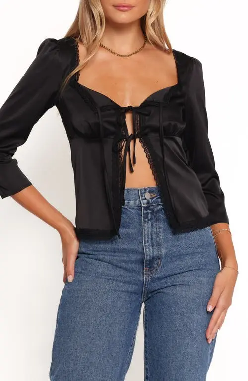 PETAL & PUP Cadey Lace Trim Satin Top