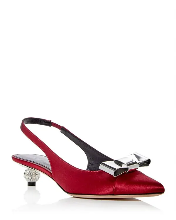 Giambattista Valli Slingback Pointed Toe Bow Heels - Ruby/silver