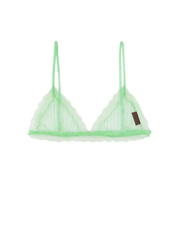 Gucci Lace Detailed Triangle Bralette In Green - 4% Off | Editorialist