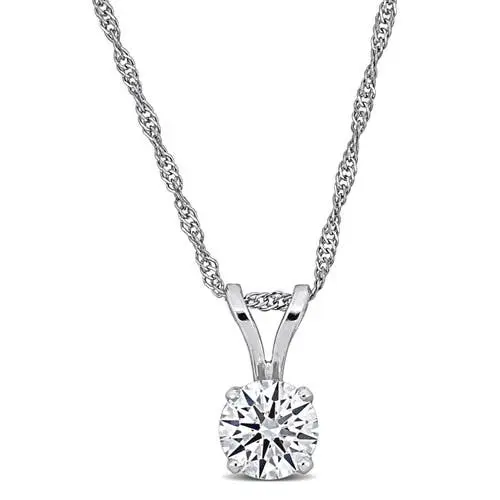 JULIANNA B. 3/4 Ctw Lab-grown Diamond Solitaire 14k Gold Pendant Necklace - White Gold