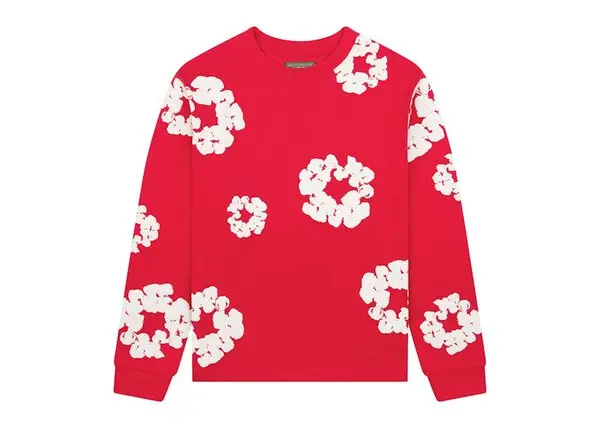 DENIM TEARS Long Sleeve Cotton Wreath T-shirt - Red