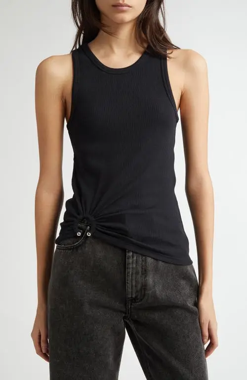Rabanne Ring Pierced Stretch Cotton Tank - Black