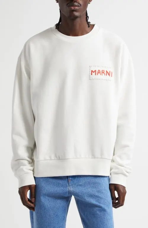 Marni Embroidered Logo Patch Sweatshirt - Natural White