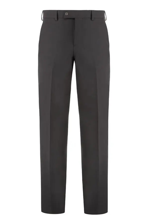Fendi Regular Fit Wool Pants - Brown
