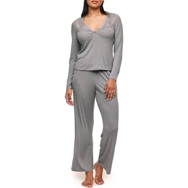 ADORE ME Zahra Pajama Lounge Set - Dark Grey