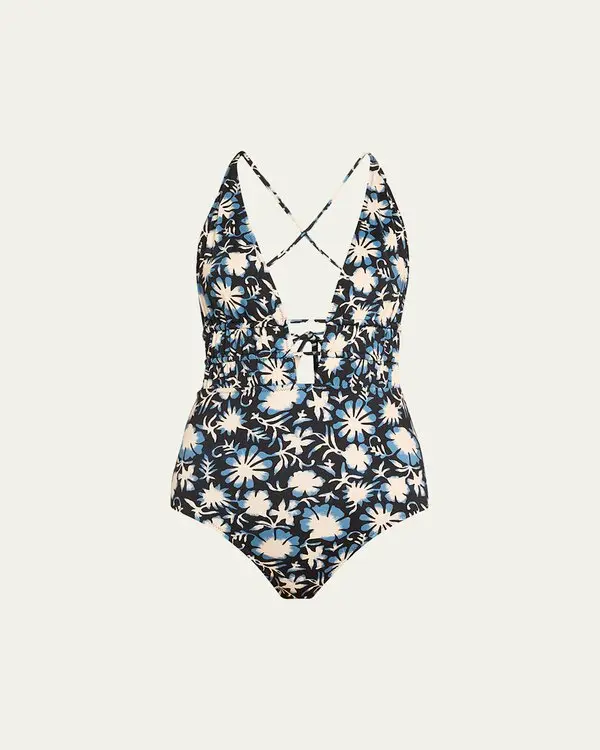 Ulla Johnson Dioni Plunge One-piece Swimsuit - Sunprint