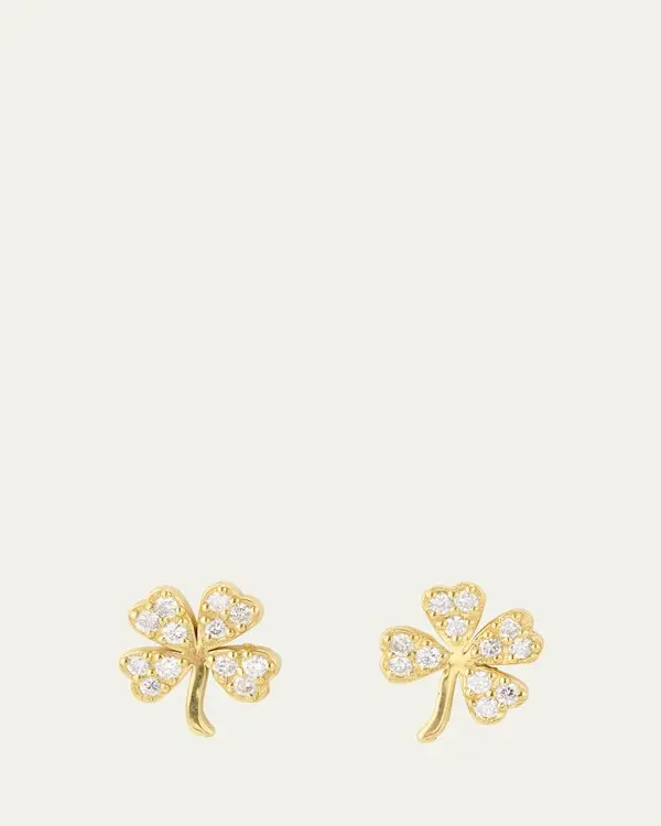 JENNIFER MEYER Mini Clover Diamond Stud Earrings