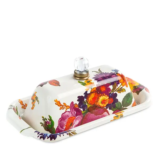 MACKENZIE-CHILDS White Flower Market Butter Box - No Color