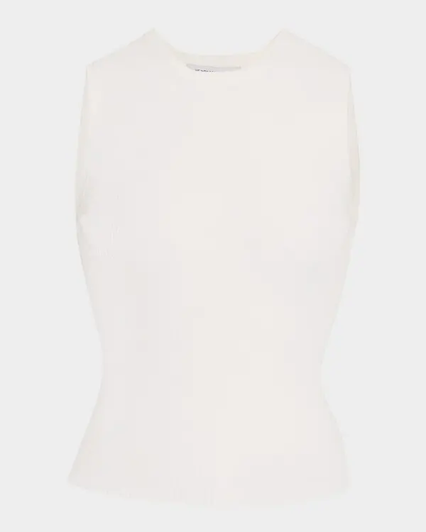 Veronica Beard Sid Ribbed Tank Top - Off White