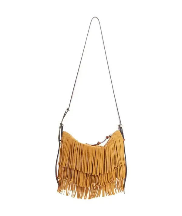 Isabel Marant Leyden Fringe Suede Hobo Bag - Ochre