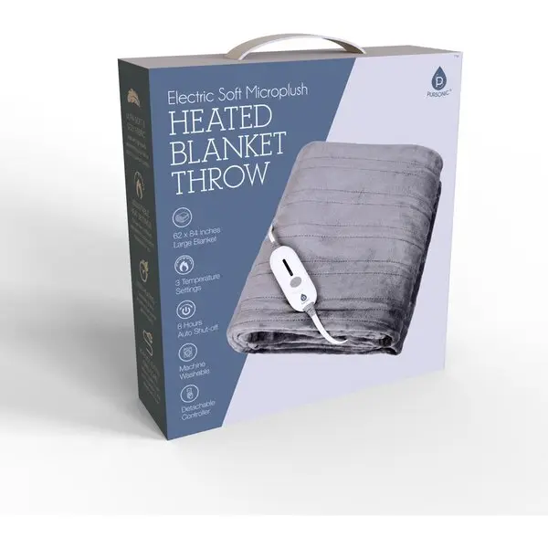 PURSONIC Electric Soft Microplush Heated Throw Blanket