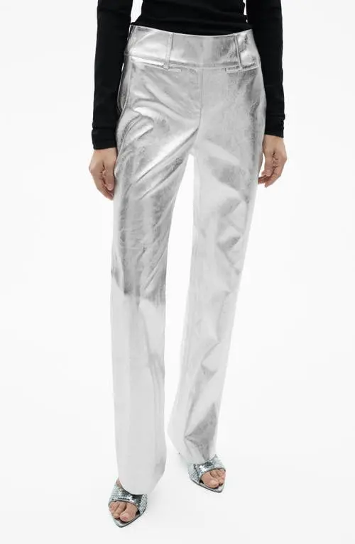 Mango Metallic Faux Leather Flare Pant