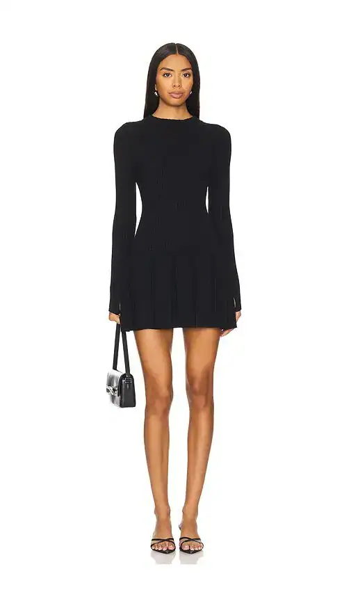 Free People Emmy Long Sleeve Mini Dress - Black - 5% Off | Editorialist