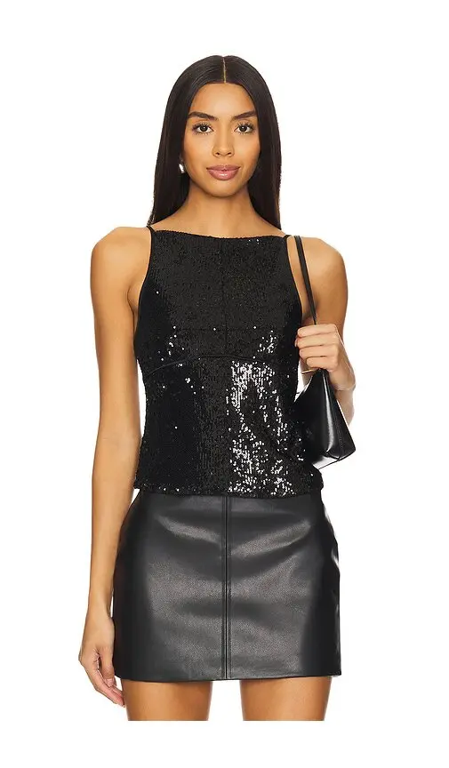 Free People James Sequin Tank - Black Combo