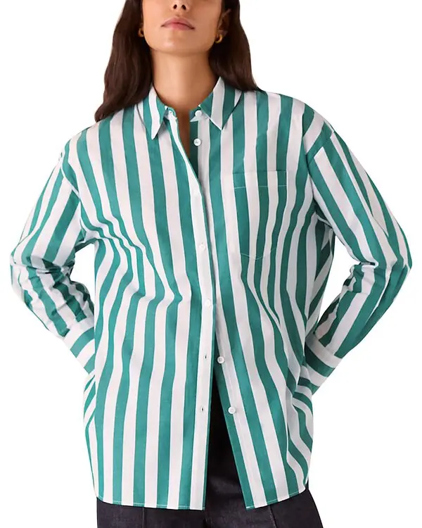 Whistles Oversized Striped Shirt - Green/multi