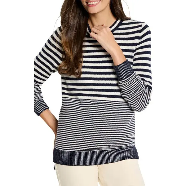 NIC+ZOE Striped High-low Sweater - Indigo Multi