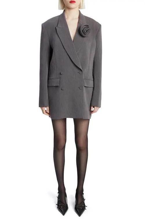 Bardot Joelle Long Sleeve Tuxedo Minidress - Grey
