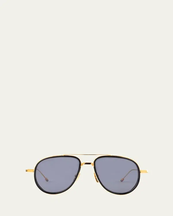 Thom Browne Acetate And Titanium Aviator Sunglasses