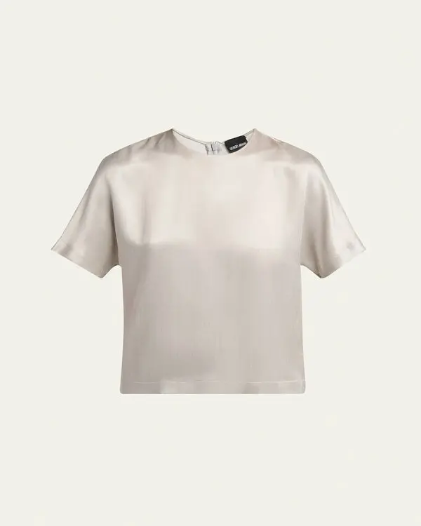 Giorgio Armani Cupro Short-sleeve Blouse - Silver