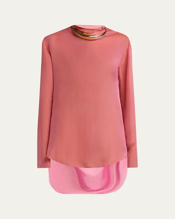 Giorgio Armani Iridescent Chiffon Backless Tunic