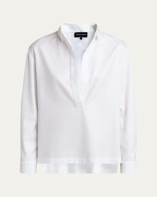 Giorgio Armani Cotton Twill Tunic Blouse