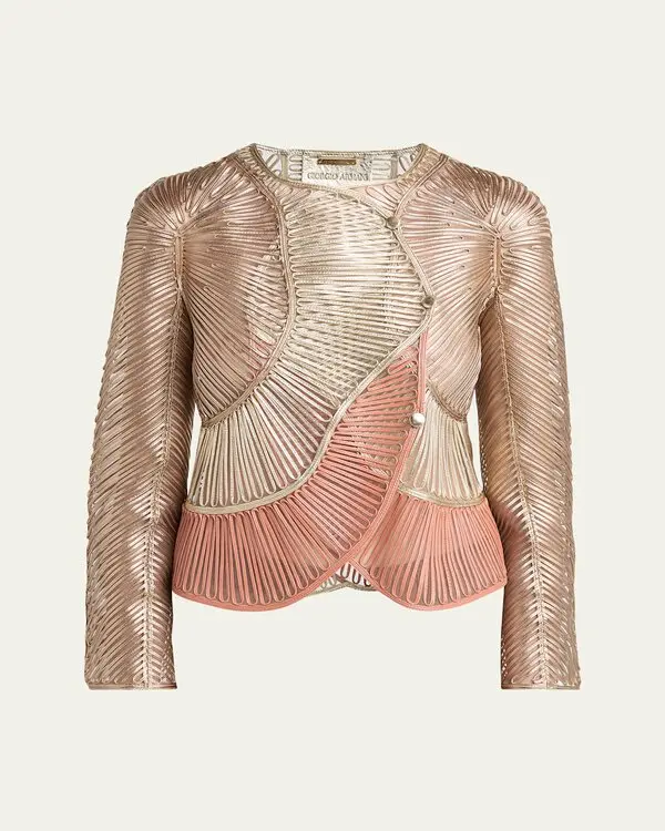 Giorgio Armani Metallic Soutache Leather Jacket - Multi