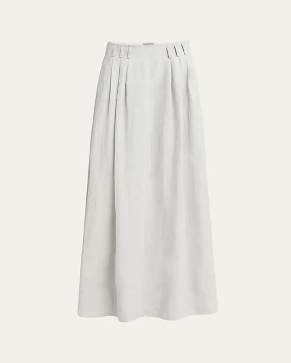 Giorgio Armani Triple Pleated Linen Maxi Skirt