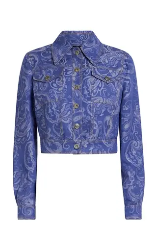 Etro Printed Cotton-linen Denim Jacket