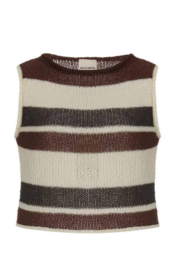 ZULU & ZEPHYR Striped Cotton-blend Knit Top