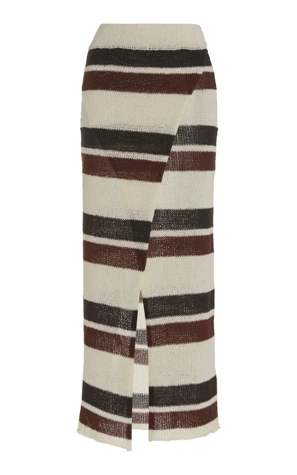 ZULU & ZEPHYR Striped Cotton-blend Knit Skirt