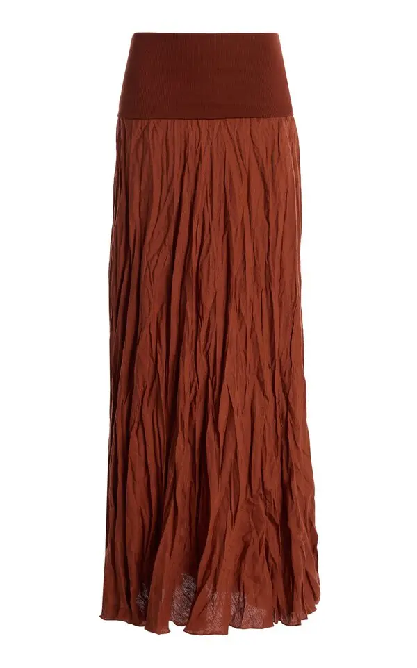 Johanna Ortiz Light And Sound Crinkled Maxi Skirt - Brown