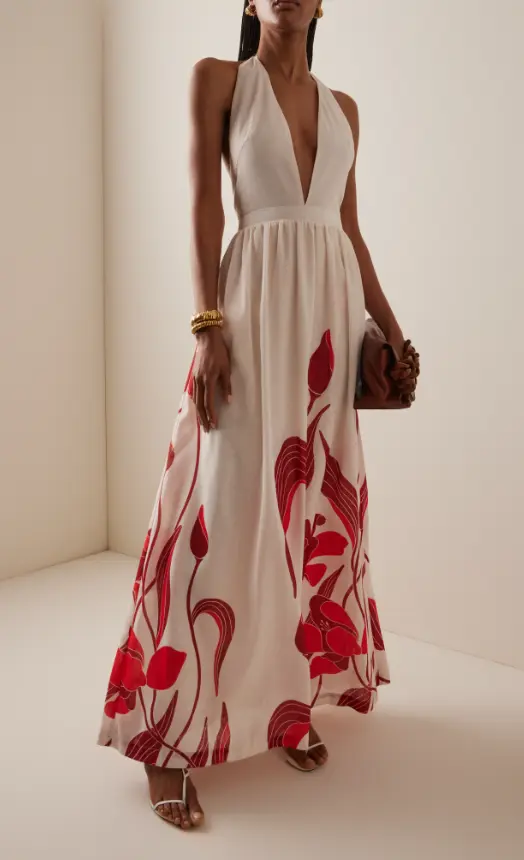ANDRES OTALORA Mi Esplendor Linen Gown - Red