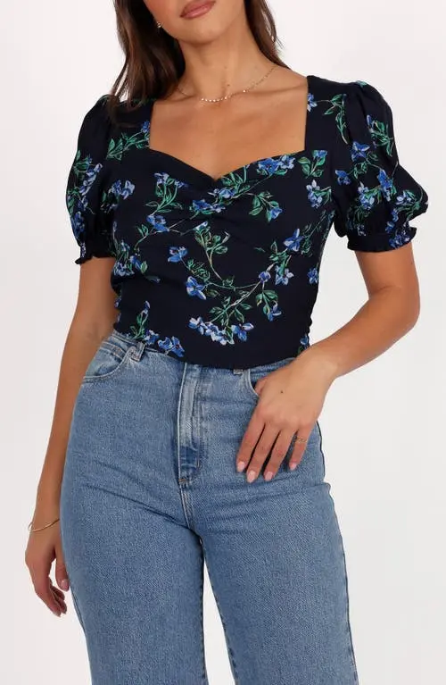 PETAL & PUP Noel Floral Top - Midnight Blues