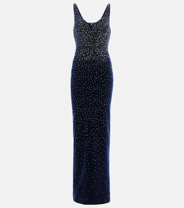 Alex Perry Crystal-embellished Velvet Gown