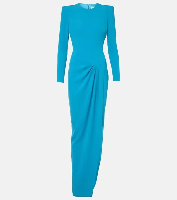 Alex Perry Draped Asymmetric Gown - Blue