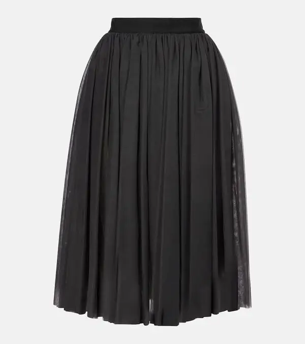 Dolce & Gabbana Gathered Tulle Midi Skirt - Grey