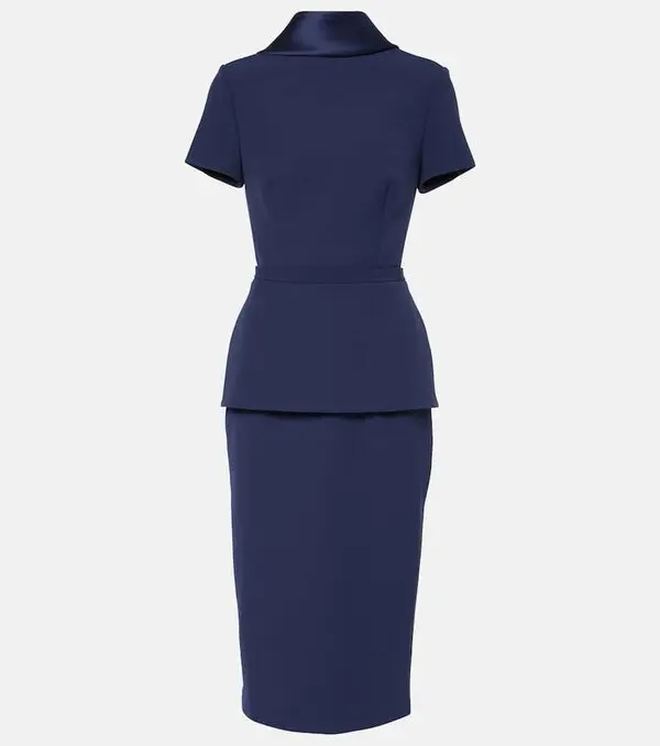 Safiyaa Satin-trimmed Crêpe Midi Dress