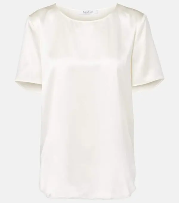 Max Mara Dida Silk Satin T-shirt - White