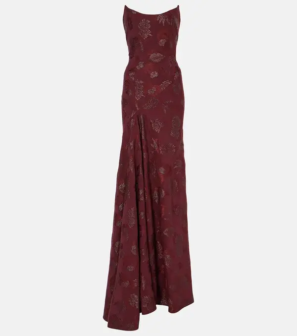 MARKARIAN Floral Metallic Corset Gown