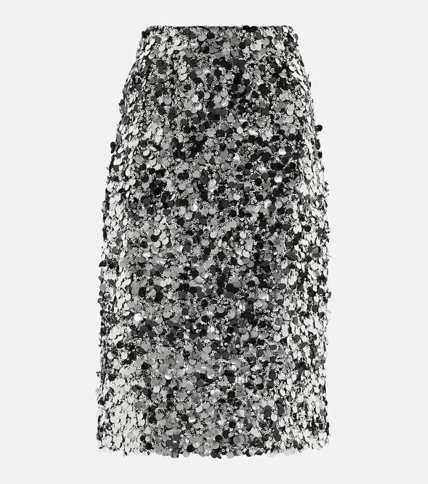 Dolce & Gabbana Sequined Pencil Skirt - Silver