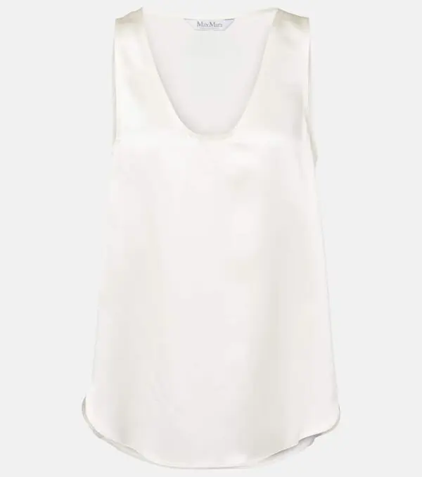 Max Mara Filly Silk Satin Tank Top - White