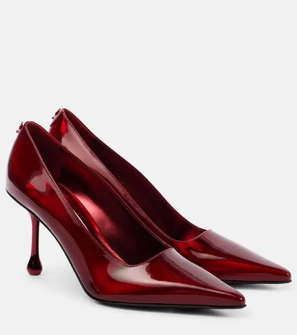 JIMMY CHOO Ixia 80 Mirrored Leather Pumps - Red
