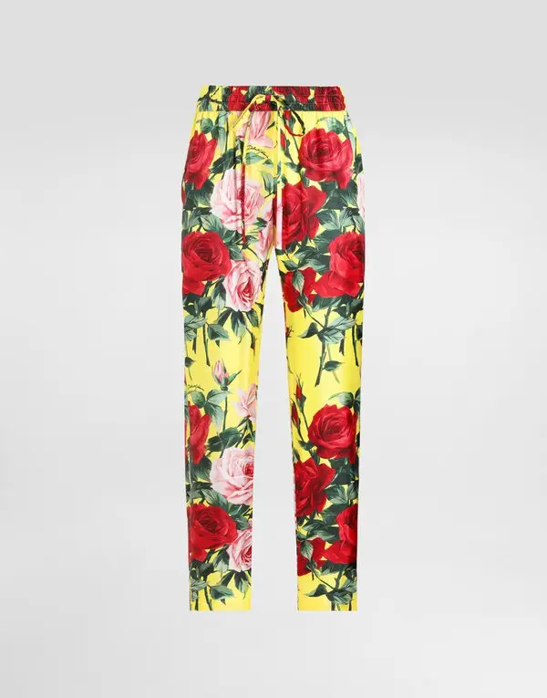Dolce & Gabbana Bouquet- Silk Twill Trousers - Print