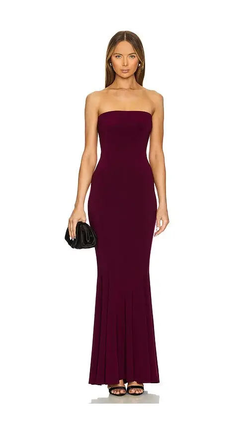 Norma Kamali Strapless Fishtail Gown - Plum
