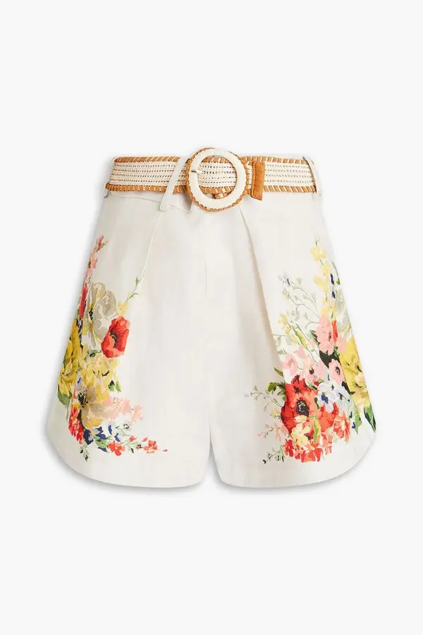 Zimmermann Floral-print Linen Shorts - Ivory