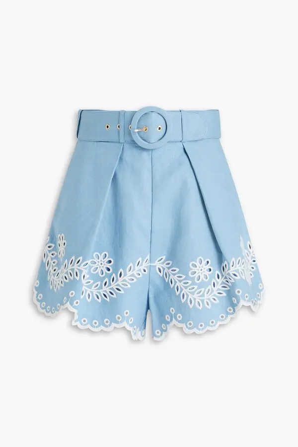 Zimmermann Junie Broderie Anglaise Linen Shorts